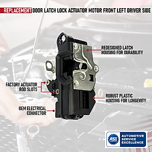 Door Latch Lock Actuator - Front Left Driver Side - Replaces 15880052, 207838846, 931-303 - Compatible with Chevy, GMC, Cadillac Vehicles - Tahoe, Silverado, Escalade, Sierra, Yukon - 2007, 2008, 2009