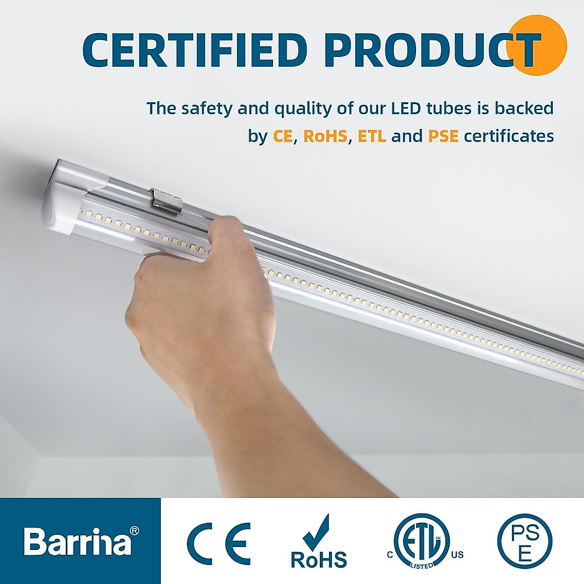Barrina 8FT LED Shop Light, 100W 15000LM 6500K Super Bright White, Linkable Integrated T8 Shop Lighting with Clear Cover, V Shape 8 Foot LED Tube Lights, Ceiling Lights Fixtures for Garage, 12 Pack