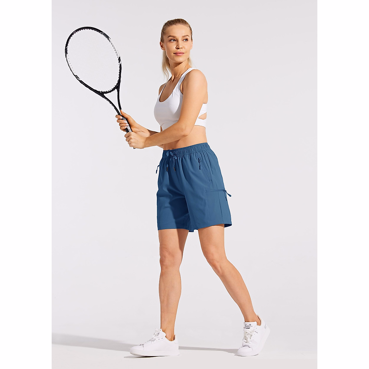 Willit Women's Shorts Hiking Cargo Shorts Quick Dry Golf Active Athletic Shorts 7" Lightweight Summer Shorts with Pockets Ocean Blue L