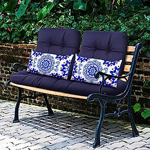 Tradder 5 Pcs Outdoor Chair Cushions Outdoor Patio Loveseat Cushions Group Bench Patio Furniture Cushions Swing 2 U Shape Seat Cushions 2 Lumbar Pillows for Indoor Outdoor Furniture (Mandala Pattern)
