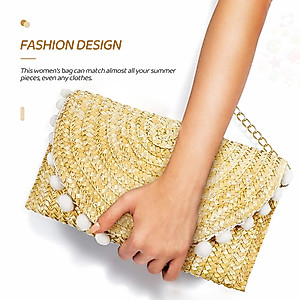 SHERCHPRY Carteras De Mujer Straw Bag Woven Clutch Purse with 3 Pairs Rattan Earring for Women Small Purse