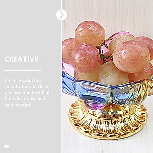 Beavorty Lotus Glass Fruit Tray Buddhist Plate Offering Bowl Tabletop Footed Fruit Plates Art Glass Bowl for Kitchen Centerpiece Dessert Cake