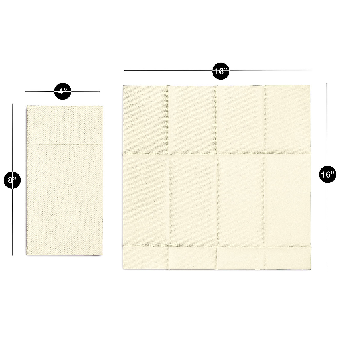 50-Pack Disposable Linen-Feel Dinner Napkins with Built-in Flatware Pocket, CREAM Prefolded Cloth Like Paper Napkins For Dinner, Wedding Or Party [Silverware NOT Included]