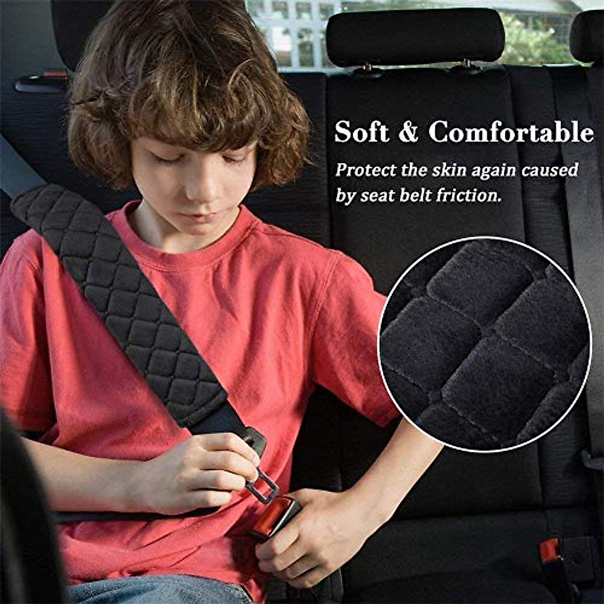 Onwon 5 Pcs Car Seat Belt Pads Universal Seat Belt Protector Soft Comfort Seat Belt Shoulder Strap Covers Harness Pads for Car and Bag Helps Protect Your Neck and Shoulder from The Seat Belt Rubbing