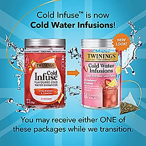 Twinings Cold Infuse Flavored Water Enhancer, Strawberry & Lemon, 12 Count (Pack of 6), Enjoy Hot or Iced