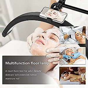 CJSGY Lash Light, LED Floor Lamp, Lash Light for Lash Extensions, Floor Lamp for Reading, Lash Lamp, Adjustable Standing Lamp with Remote, Eyelash Light, LED Half Moon Lash Light,Black