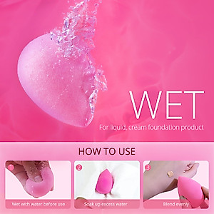 BEAKEY Makeup Sponge, Latex-free and Vegan Beauty Sponge, Boun Boun Sponges Flawless for Cream, Liquid Foundation & Powder Application