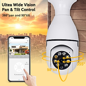 Wireless WiFi Light Bulb Camera/360 Degree E27 Bulb Security Camera Outdoor/1080P Home Surveillance Cameras System with Human Motion Detection and Alarm/Two-Way Audio