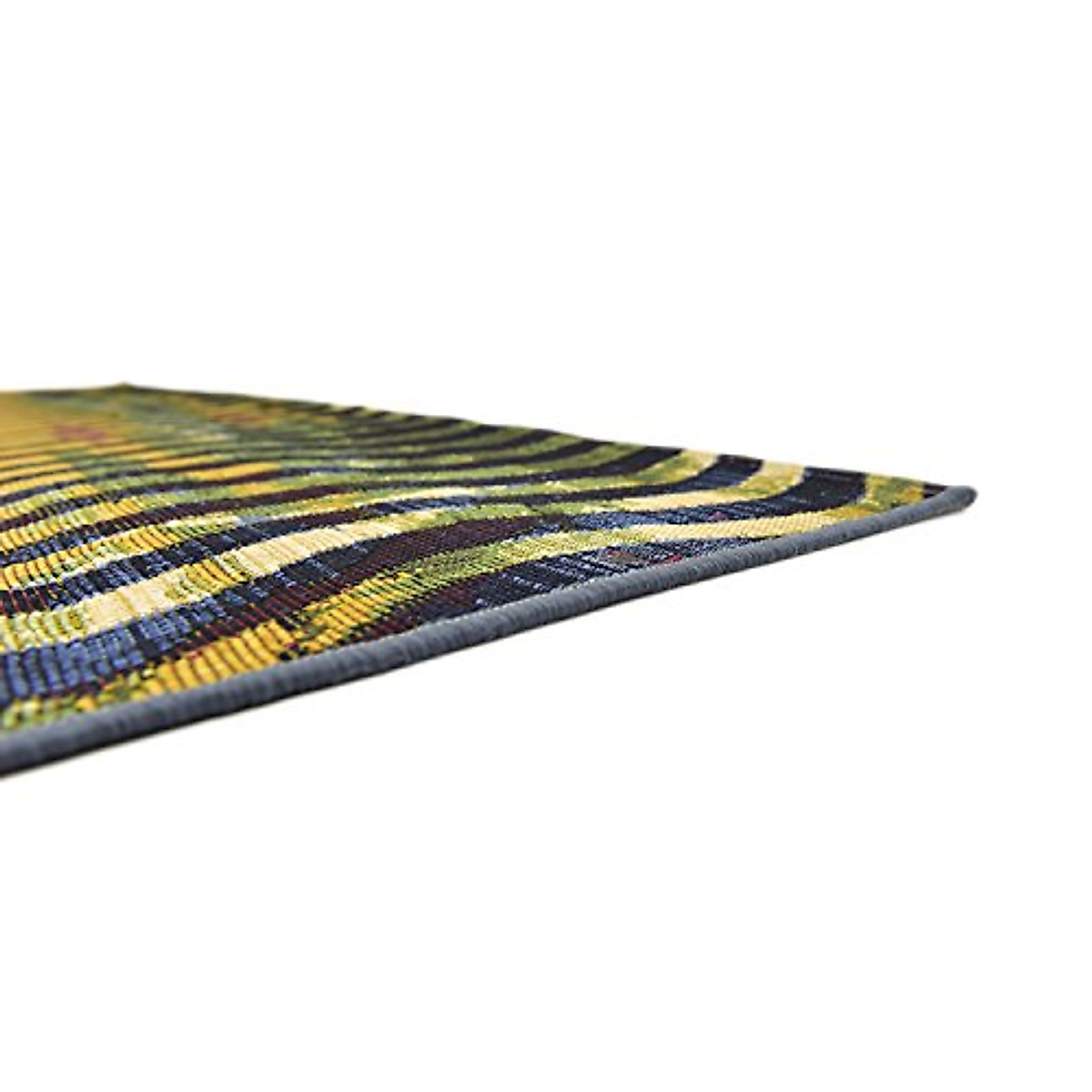 Unique Loom Outdoor Modern Collection Area Rug - Wavy (5' 3" x 8' Rectangle, Multi/ Beige)