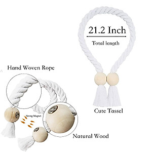 4 Pack Magnetic Curtain Tiebacks Convenient Drape Tie Backs Weave Holder for Window Draperies Hold Curtains Drape Ties Backs 16 inch Holdback