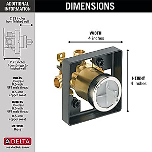Delta Faucet R10000-UNBXHF MultiChoice Shower Valve Body for Shower Faucet Trim Kits