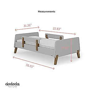 dadada Muse Toddler Bed with Removable Rails – Toddler and Kids Bed Set Fits Standard Crib Mattress, Holds up to 50 Lbs. – Modern, Easy-to-Assemble, 55.15x 31.26x17.95 in. Gray + Natural …