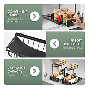 Under Sink Organizer, 2-Tier Pull Under The Sink Storage Organizer, Sliding Organizer Under Sink, For Under Sink Kitchen Organizers and Storage -black…