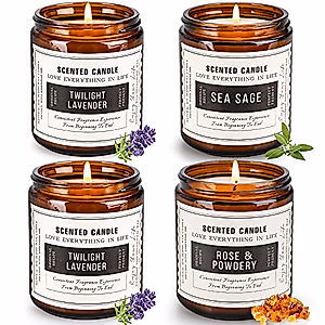 4 Pack Candles for Home Scented Sage and Lavender Candles Natural Soy Wax Relaxing Candle, Sage Candles for Cleansing House, House Warming Gifts New Home, Valentine's Day, Mother's Day Gift