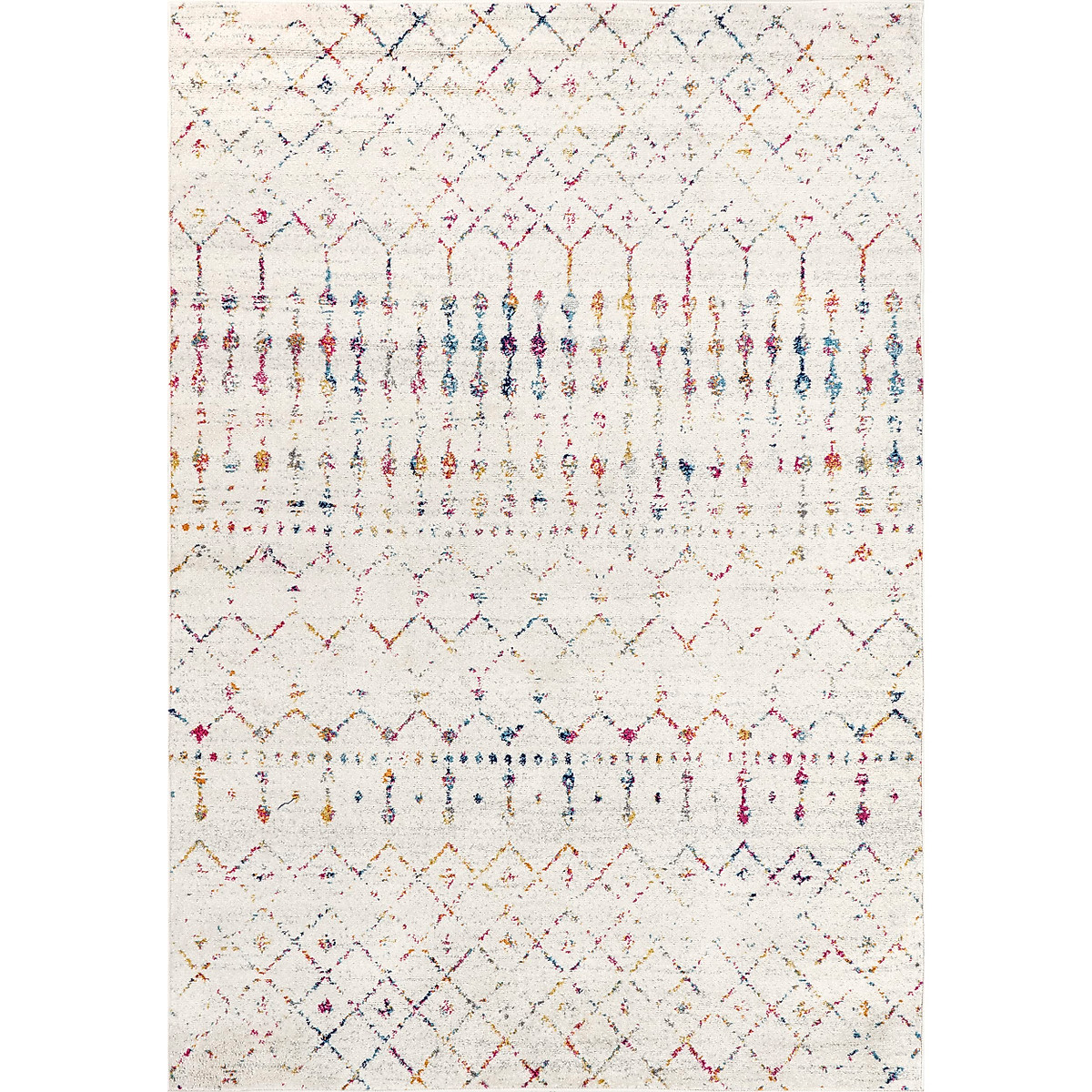 nuLOOM 8x11 Moroccan Blythe Area Rug, Light Multicolor, Faded Bohemian Design, Stain Resistant, For Bedroom, Dining Room, Living Room, Hallway, Office, Kitchen, Entryway