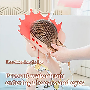 Baby Shower Cap Shield,Adjustable Silicone Bathing Hat,Cute Crown Shape Shampoo Hat,Soft Shower Protection Hat,Funny Hair Washing Shield,Bath Cap Visor Cap for Toddlers Kids Baby Children (Yellow)