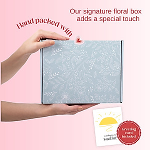 Unboxme Sunshine Celebration Gift For Women | Self Care Package with Herbal Tea, Popcorn, Bath Bomb, Candle, Fluffy Socks, Lip Balm, Scrunchie & Sending Sunshine Card | Mother's Day Gifts