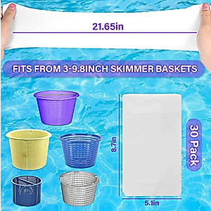 30-Pack of Pool Skimmer Socks, Ultra Fine Mesh Filter Sock Net for Skimmer Baskets, Skimmers Cleans Debris and Leaves for In-Ground and Above Ground Pools