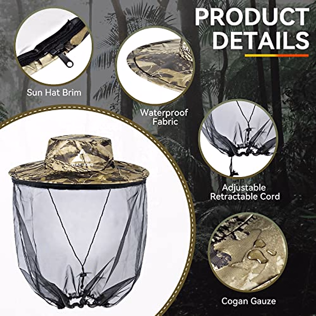 Head Net Hat Beekeeping Beekeeper Bee Veil Hat Bucket Hat with Hidden Net Mask Hunting Netting Hat Detachable Mesh Hood Cap Halloween Costume for Men Women Safari Hat Outdoor Hiking Fishing Gardening