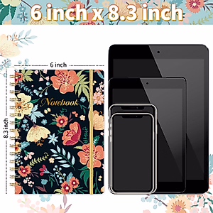 Shoparr Spiral Notebook – Spiral Journal for Women with Premium Thick Paper, 6" x 8.3", Hardcover Ruled Journal/Notebook with Back Pocket + Banded - Floral