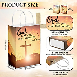 Zhanmai 50 Pcs Christian Gift Bags Church Visitor Welcome Packets Bulk Religious Baptism Bags with Bible Verse Bags with Handles for Christmas Favor, 5.91 x 3.15 x 8.27 Inch