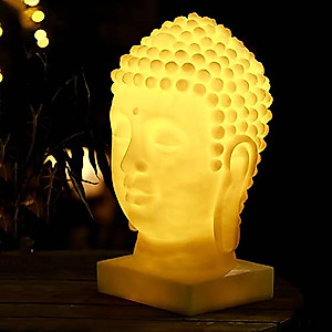 zenggp Buddha Head Solar Garden Lights Up Warm Light Zen Garden Buddha Patio Outdoor Decor Lighting
