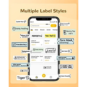 vretti Label Maker Machine with Tape, Portable Bluetooth Label Maker, Wireless Mini Sticker Printer for Office Home Organization Storage Multiple Templates Font Icon Inkless Rechargeable