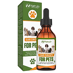 Natural Ear Cleaner for Dogs, Cats, Kitten, Puppy – Gentle Cleansing Ear Wash Solution Mite Infection & Yeast Treatment for Pets – Drying, Healing Medicinal Ear Cleaning Drops Made in USA