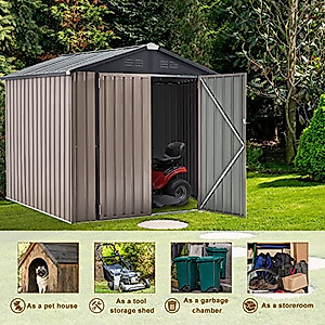 U-MAX 6 x 6FT Outdoor Storage Shed, Lockable Bike Shed,Garden Shed &Tool Shed for Backyard, Patio, Lawn