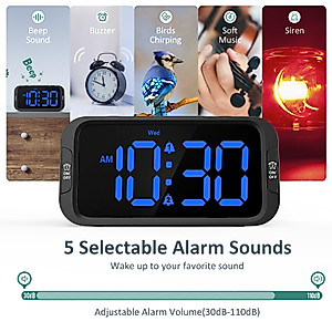 Odokee Digital Dual Alarm Clock for Bedroom, Easy to Set, 0-100% Dimmer, USB Charger, 5 Sounds Adjustable Volume, Weekday/Weekend Mode, Snooze, 12/24Hr, Battery Backup, Compact Clock for Bedside(Blue)