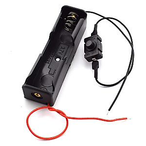 SDTC Tech 2-Pack 3.7V 18650 Battery Holder with Extend Button Switch Wire Leads Single Slot Battery Case Box for Arduino Project Electronic Circuit