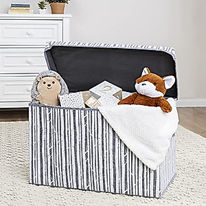 Sammy & Lou Birch Felt Toy Box; Collapsible; Gray, White; Two Handles; Hinged Lid; 22 in x 14.5 in x 15 in