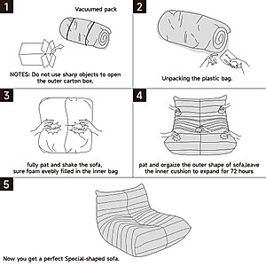 VASOENY 35.8'' X 41.3'' Armless Fireside Chair, Oversized Soft Sherpa Fabric Floor Lounge Sofa Couch, Comfy Single Lazy Sofa, Leisure Bean Bag Chair for Living Room, Bedroom, Office, Apartment