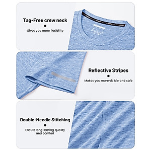 MAGCOMSEN Men's Athletic Shirts Dry Fit Lightweight Dry Fit Tee Tops Gym Active Fitness Sports Shirts Light Blue 2XL