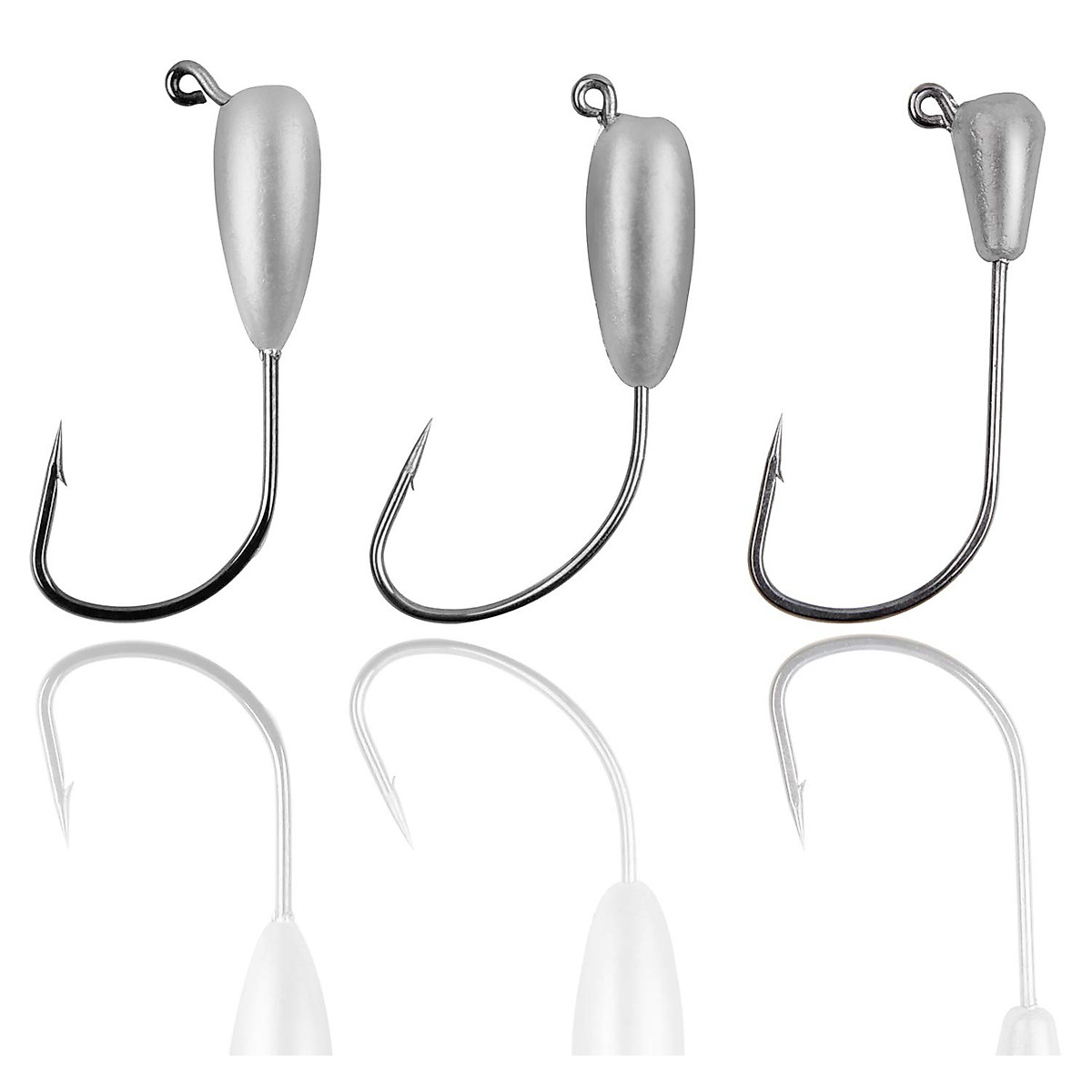 Fishing Jig Head Hooks - 12/24pcs Fishing Tube Jig Heads Hooks Unpainted Water Drop Tube Baits Jig Hooks Worm Bait for Bass, Freshwater Saltwater Fishing Jigs Size 1/8 oz,1/4 oz,3/8oz