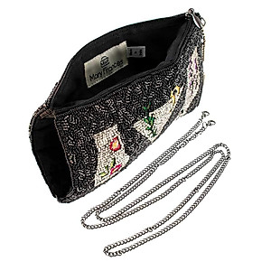 Mary Frances After Hours, Beaded Botanical Cocktails Crossbody Phone Bag, Black