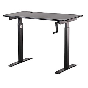 UNICOO - Crank Adjustable Height Standing Desk, Adjustable Sit to Stand up Desk,Home Office Table, Computer Table, Portable Writing Desk, Study Table (Black Top/Black Frame - NTCSET-01-BB)