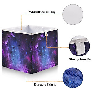 Kigai Starry Galaxy Cube Storage Bins - 11x11x11 in Large Foldable Cubes Organizer Storage Basket for Home Office, Nursery, Shelf, Closet