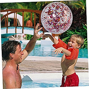 SAFIGLE 8 pcs Floating Beach Glitter Kids Color Gifts Toys Play Pool for Confetti Kid Fun Floatable Hawaii Favor Air Balls Bouncy Party Water Beachballs with Playing and Pump Sand Sequin