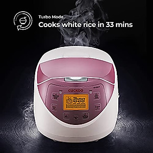 CUCKOO CR-0631F | 6-Cup (Uncooked) Micom Rice Cooker | 8 Menu Options: White Rice, Brown Rice & More, Nonstick Inner Pot, Made in Korea | White/Pink