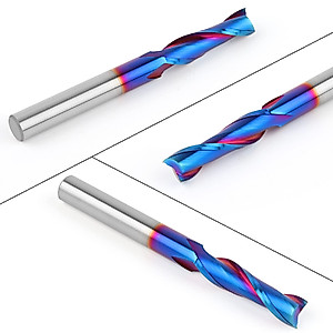 EANOSIC Upcut Spiral Router Bits 1/4 inch Shank, 1/4 inch Cutting Diameter Solid Carbide with Nano Blue Coating CNC Router Bits End Mill for Wood Cut, Carving, Edge Trimming