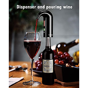 Electric Wine Decanter with One-Touch Pouring, Wine Aerator with Triple Aeration Functions, Red Light Indicator, and Magnetic Wake-Up - Perfect Wine Accessories Gift for Wine Lovers