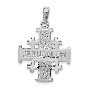 Jewelry Stores Network Solid Scrolled Jerusalem Cross Pendant in Real 14k White Gold 23x23mm