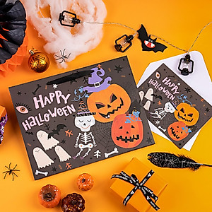 WRAPAHOLIC 13" Halloween Large Gift Bag with Card and Tissue Paper - Classic Halloween Theme Design and Happy Halloween Lettering