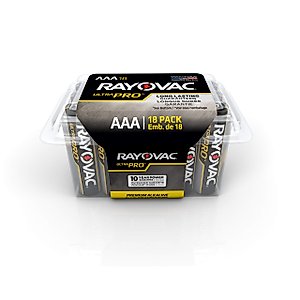 Rayovac Batteries ALAAA-18PPJ UltraPro Industrial Alkaline Battery, AAA Size, Standard, Black (Pack of 18)