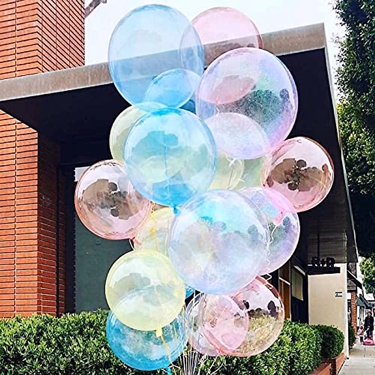 Pink Clear Balloons for Stuffing, 15Pcs 24inch Pre Stretched Large Stuffable Bubble Bobo Balloons, Crystal Transparent Clear Bubble Balloons for Party Decoration (15Pcs Pink Clear Balloons)