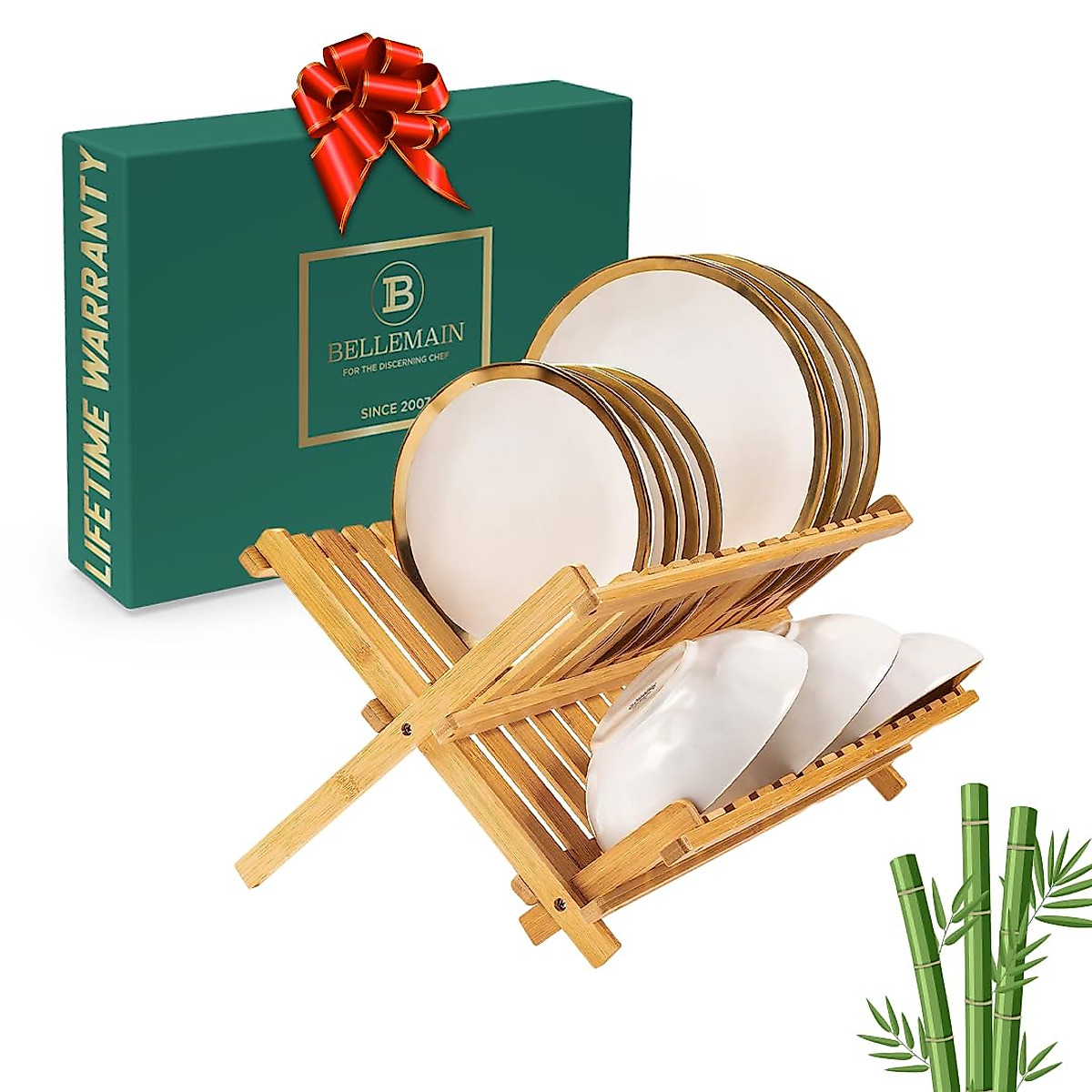 Bellemain Folding Bamboo Dish Drying Rack