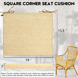 Outdoor Chair Cushions, 19x15.5 Inch Indoor Chair Pads with Ties Waterproof Seat Pads Fade Resistant Square Memory Foam Patio Chair Cushion for Garden Patio Furniture Chair Home Office Set of 2