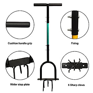 nutroeno 37 inch Manual Twist Tiller - Garden Claw Cultivator with Long Handle, Hand Tiller Soil Ripper, Lawn Aerator Weeder for Flower Box and Raised Bed., Black & Green