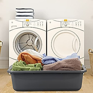 Fiazony Large Plastic Bus Boxes, Gray Commercial Plastic Tubs, 32 L, 4-Pack 